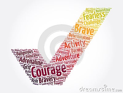 Courage Check Mark Word Cloud Collage, Concept Background Royalty-Free ...