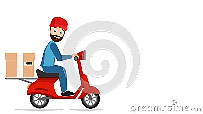 Courier Delivers a Box on a Motorcycle, Looped Animation. Delivery ...