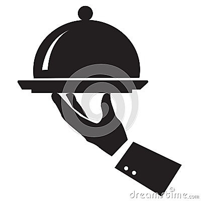 Covered Food Tray On A Hand Of Hotel Room Service Cartoon Vector ...