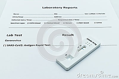 Covid-19 Antigen Rapid Test Device On A Laboratory Report Module. Stock ...