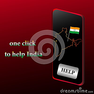 Covid India, Concept Of Help, Help In One Click, Phone With Map On The ...