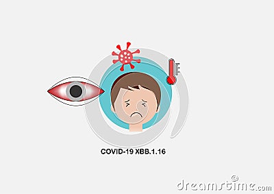 Covid-19 XBB.1.16 Variant Causing Itchy Conjunctivitis Cartoon Vector ...