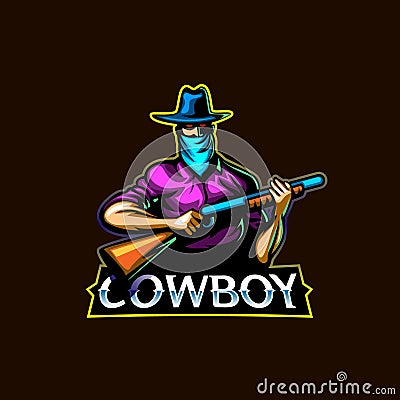 Cowboy Mascot Logo Icon Vector Design Concept, Mascot Logo Design With ...