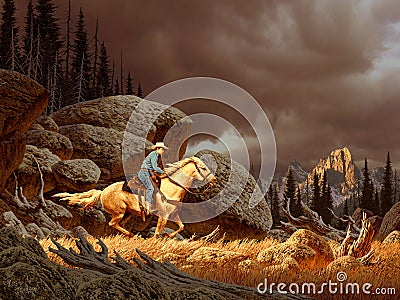 Cowboy In Storm Royalty Free Stock Photography - Image: 491487