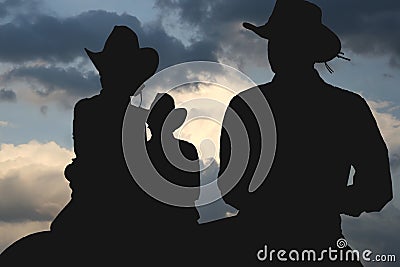 Cowboys In The Morning Silhouette Stock Photo - Image: 8823160