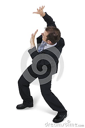 Cowering Business Man Royalty Free Stock Image - Image: 156736