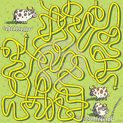 Cows Maze Game Cartoon Vector | CartoonDealer.com #29693855