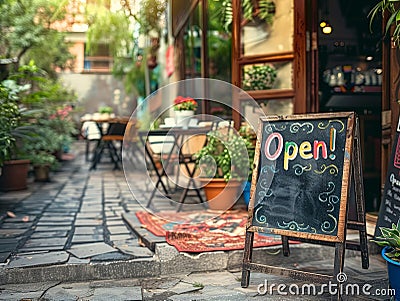 Cozy Outdoor Cafe With Open Sign Royalty-Free Stock Photography ...