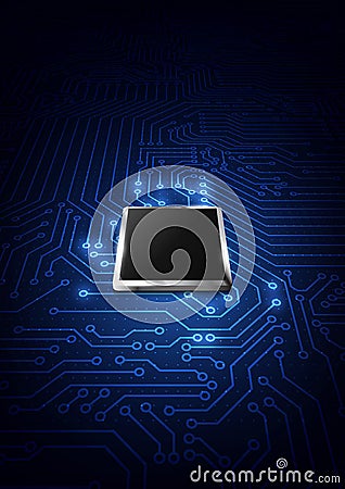 CPU Chip And Circuit Board. Blue Microprocessor Background Cartoon Vector | CartoonDealer.com ...