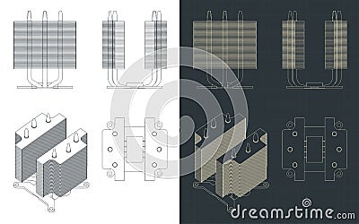 CPU Cooler Heatsink Blueprints Vector Illustration | CartoonDealer.com ...