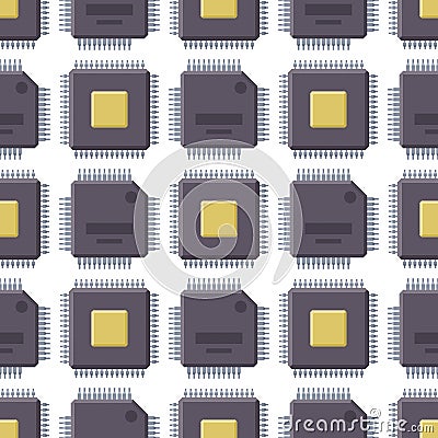 CPU Microprocessors Microchip Vector Illustration Hardware Seamless ...