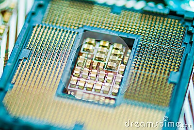 Modern Central Processing Unit Socket CPU. CPU Socket On Motherboard Computer. The Resistors At ...