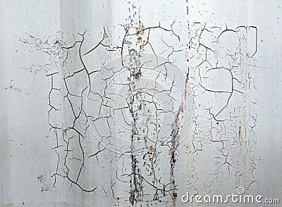 Crack Metal Background With Old Layers Of White Paint. Texture Rusted ...