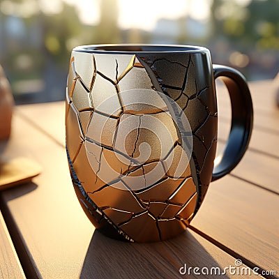 Cracked Mug With Realistic Details And Bronzepunk Style Stock ...