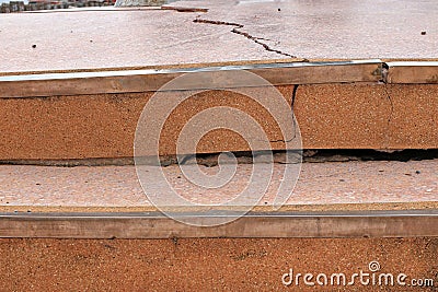 Marble Stairs, Broken Steps, Indicating That The Ground Has Collapsed ...