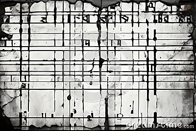 Cracked Surface With Matrix Code Underlying Grid A Black And Whi Stock ...