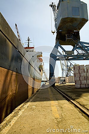 Crane Loading Freighter With Cargo Stock Image | CartoonDealer.com ...