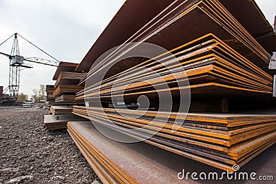 Crane And Stack Of Steel Plates Stock Image | CartoonDealer.com #63058099