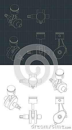 Crank Mechanism And Piston Drawings Vector Illustration | CartoonDealer.com #206071862