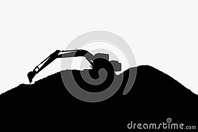 Crawler Excavators Silhouette Are Digging The Soil In The Construction ...