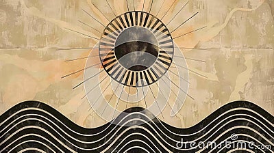 Create A Modern Piece Featuring A Central Radiant Sun With Rays ...