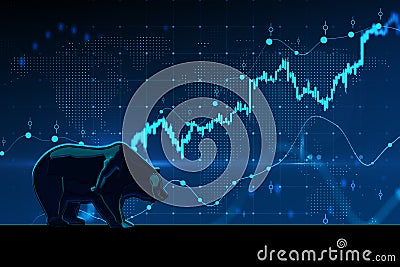 Creative Abstract Bearish Forex Chart On Blurry Background. Stock Market Exchange And Financial ...