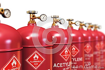 Row Of Liquefied Acetylene Industrial Gas Containers Royalty-Free ...