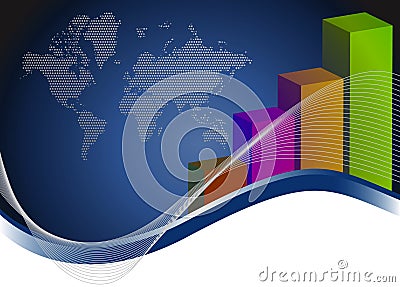 Creative Bar Graphs And Map Cartoon Vector | CartoonDealer.com #21023159