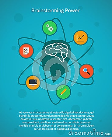 Creative Brain Idea And Brainstorming Poster Vector Illustration ...