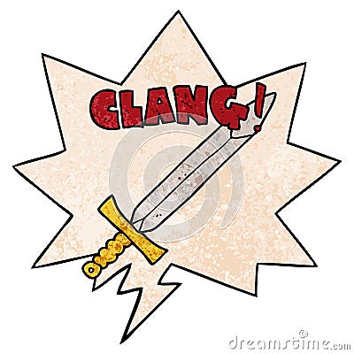 A Creative Cartoon Clanging Sword And Speech Bubble In Retro Texture ...