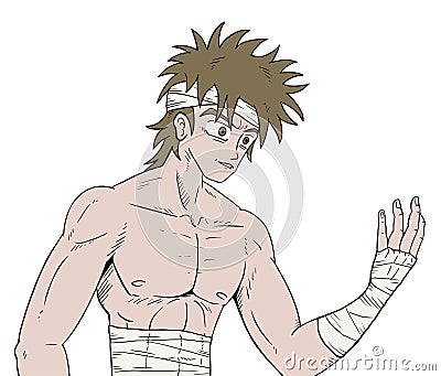 Hurted Man With Bandages Cartoon Vector | CartoonDealer.com #309080267