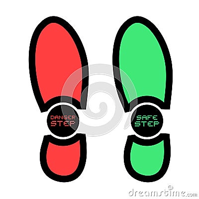Safe And Danger Footstep Symbols Cartoon Vector | CartoonDealer.com ...