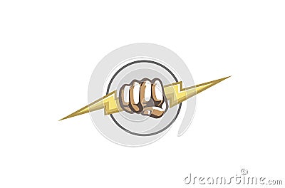 Creative Fist Hand Thunder Logo Cartoon Vector | CartoonDealer.com ...