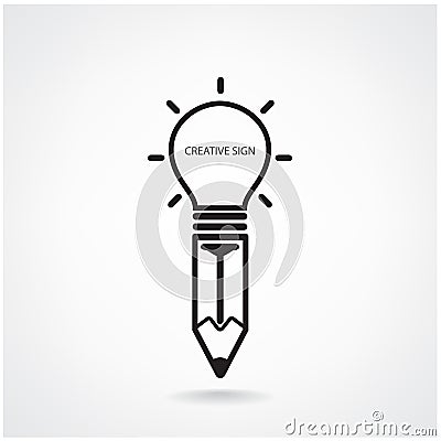 Creative Light Bulb And Pencil Sign Stock Photography - Image: 38067242