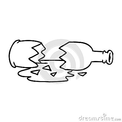 A Creative Line Drawing Doodle Of A Broken Bottle Vector Illustration ...