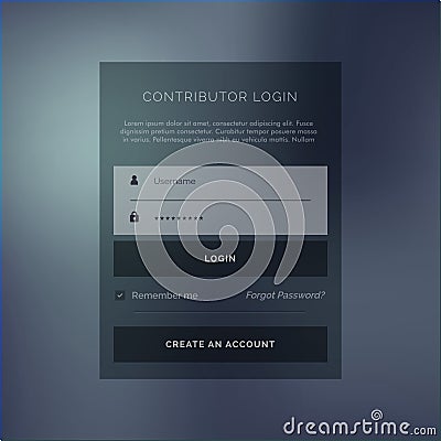 Creative Login Form Ui Template In Dark Theme Vector Illustration | CartoonDealer.com #101502682
