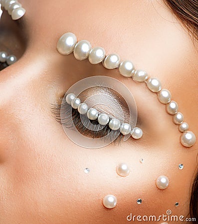 Creative Makeup With Pearls Royalty Free Stock Images - Image: 25452449