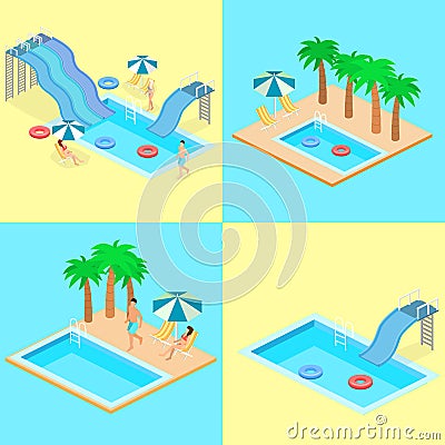 Creative Modern Isometric Design Of Swimming Pool Stock Illustration ...