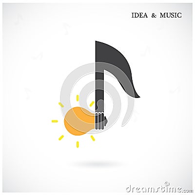 Creative Music Note Sign And Light Bulb Symbol . Idea And Musical ...