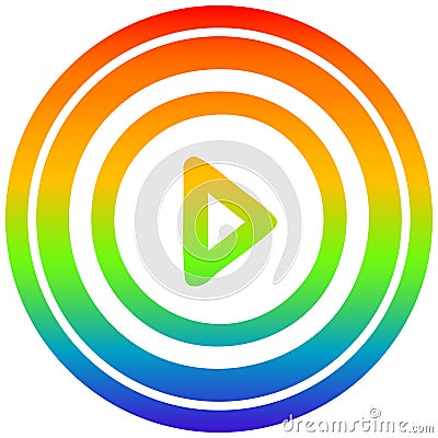 A Creative Play Button Circular In Rainbow Spectrum Cartoon Vector ...