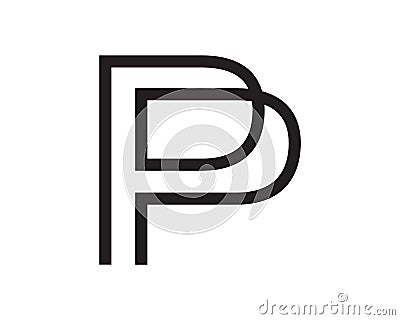 Creative PP Letters Visualized With Simple Touch Vector Illustration ...