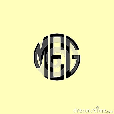 Creative Rounded Initial Letters MEG Logo Cartoon Vector ...