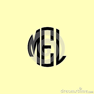 Creative Rounded Initial Letters MEL Logo Vector Illustration ...
