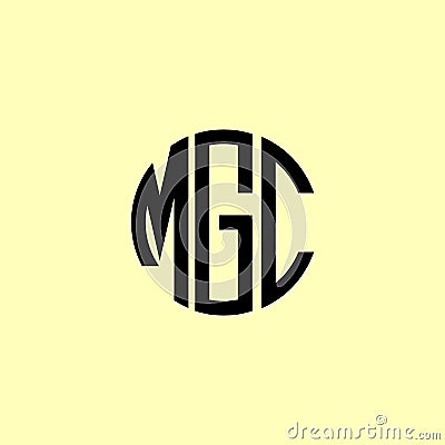 Creative Rounded Initial Letters MGC Logo Cartoon Vector ...