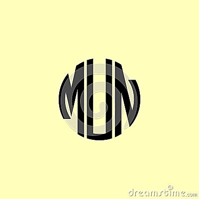 Creative Rounded Initial Letters MUN Logo Cartoon Vector ...
