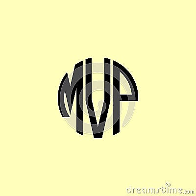 Creative Rounded Initial Letters MVP Logo Cartoon Vector ...