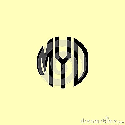 Creative Rounded Initial Letters MYO Logo Vector Illustration ...