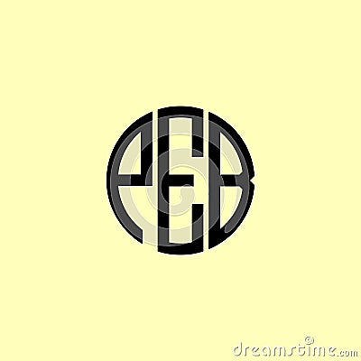 Creative Rounded Initial Letters PEB Logo Cartoon Vector ...