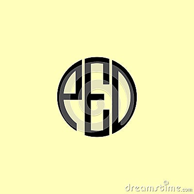 Creative Rounded Initial Letters PED Logo Cartoon Vector ...