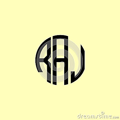 Creative Rounded Initial Letters RAJ Logo Vector Illustration ...